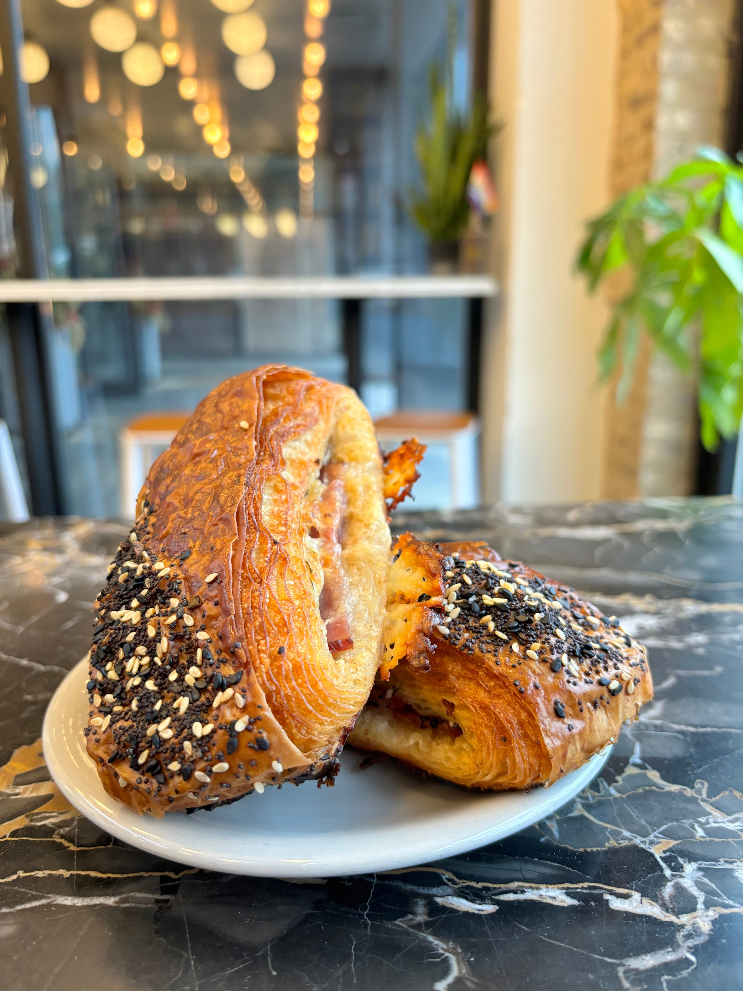 Gourmet Ham & Cheese Rye Croissant with Everything Seed Mix | Heritage ...